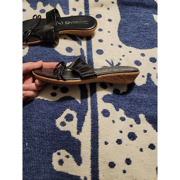 Damiani | Shoes | Damianis Black Low Cork Wedge Thong Sandals Size 8 ...